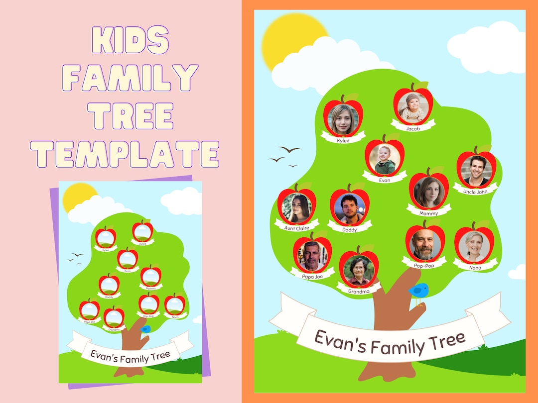 Kids' Family Apple Tree Template for Printable Children's Decor and ...