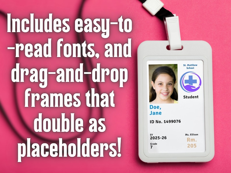 Editable ID Card Template | DIY Printable Badge for Students, Faculty ...