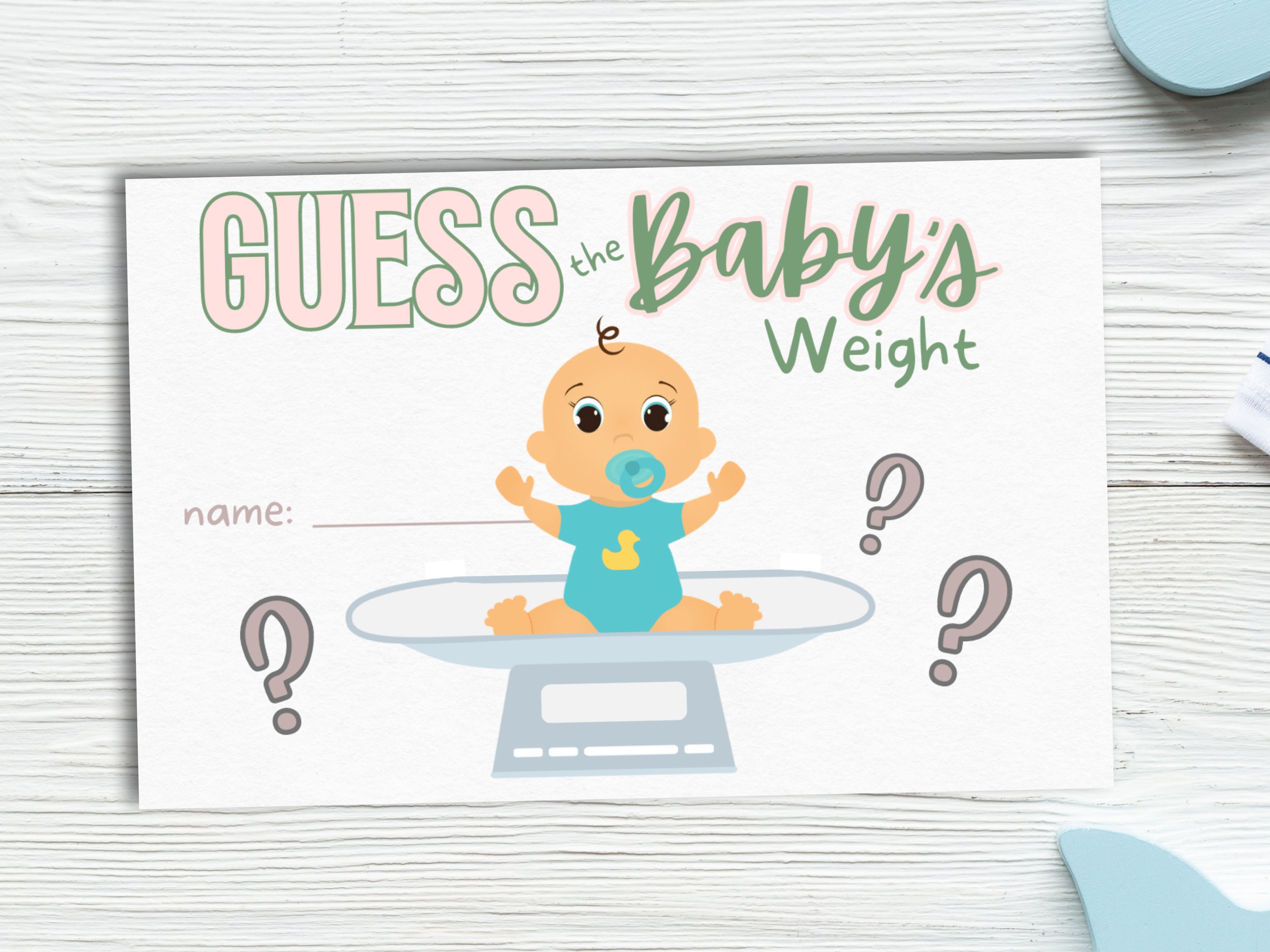Printable Baby Shower Guessing Games - Guess the Baby's Weight & Guess ...
