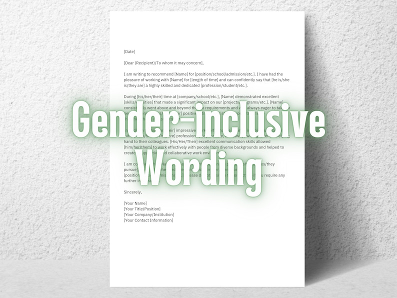 Recommendation Letter Template for Professional Applicants and ...