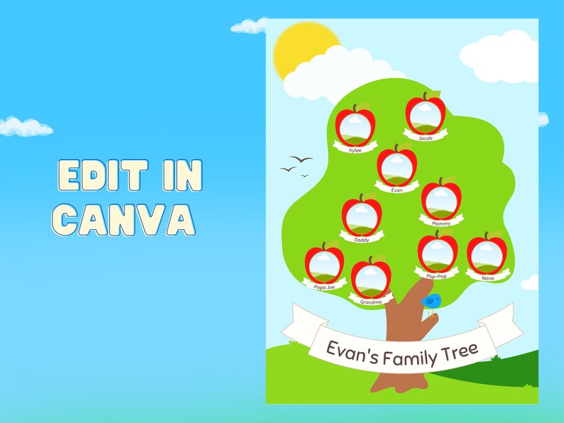 Kids' Family Apple Tree Template for Printable Children's Decor and ...