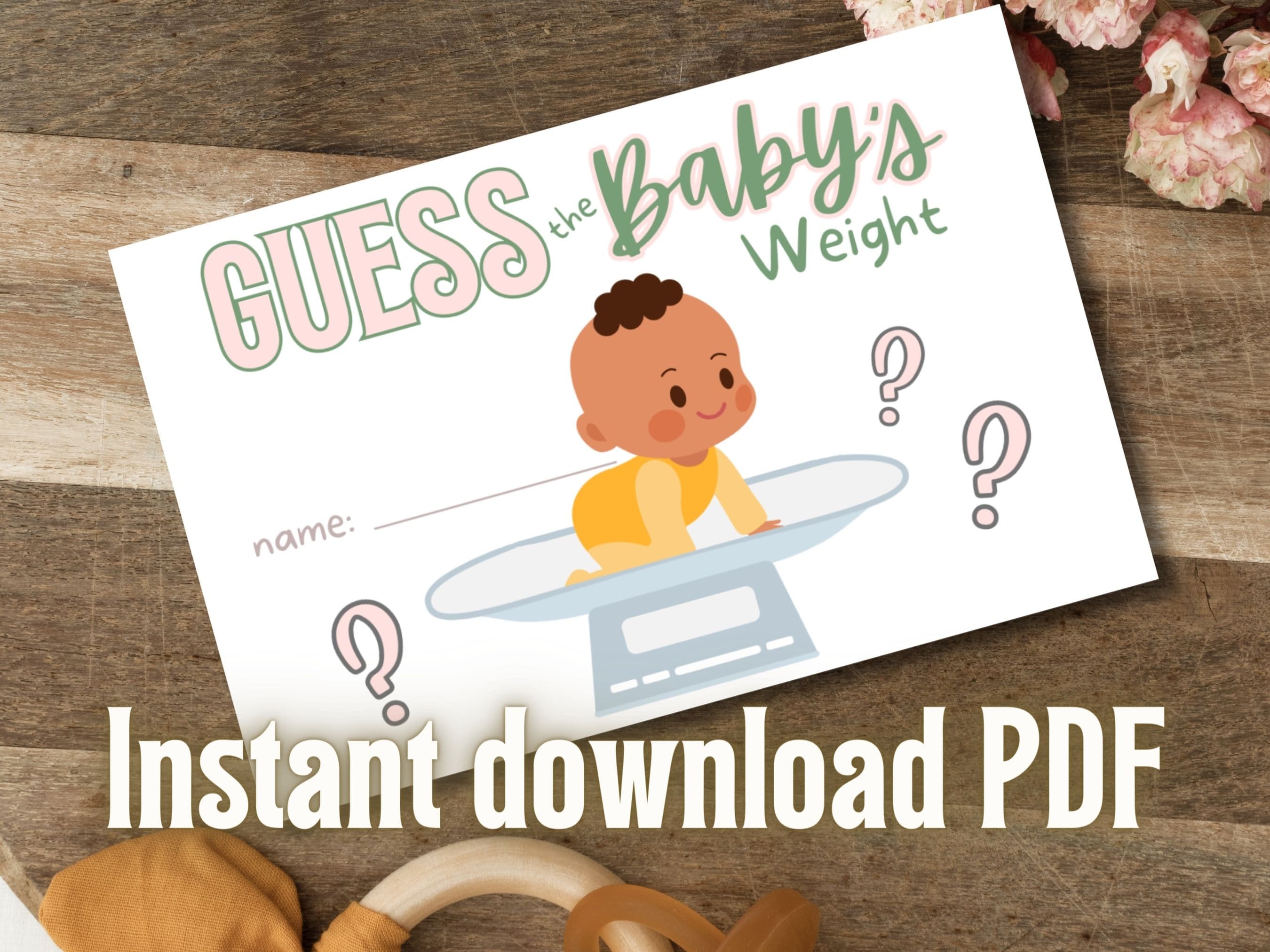 Printable Baby Shower Game Guess the Baby's Weight Fun Game for Your ...