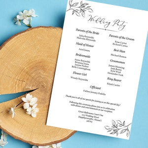 Printable Elegant Wedding Program Template | Customizable for You to ...