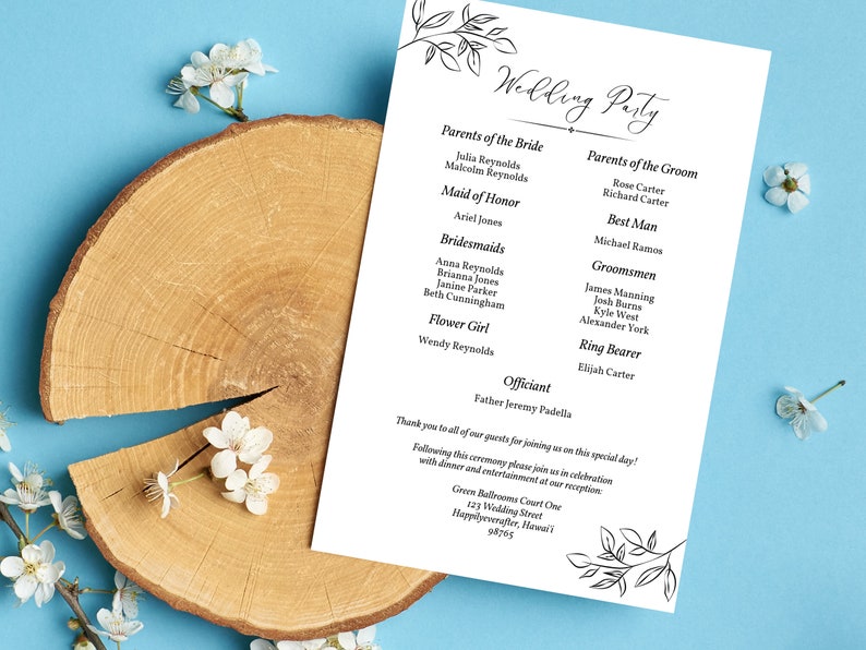 Printable Elegant Wedding Program Template Customizable for - Etsy