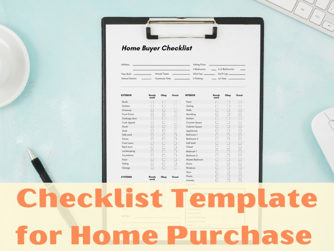 Printable Home Inspection for Home Buyer Checklist Template - Important ...