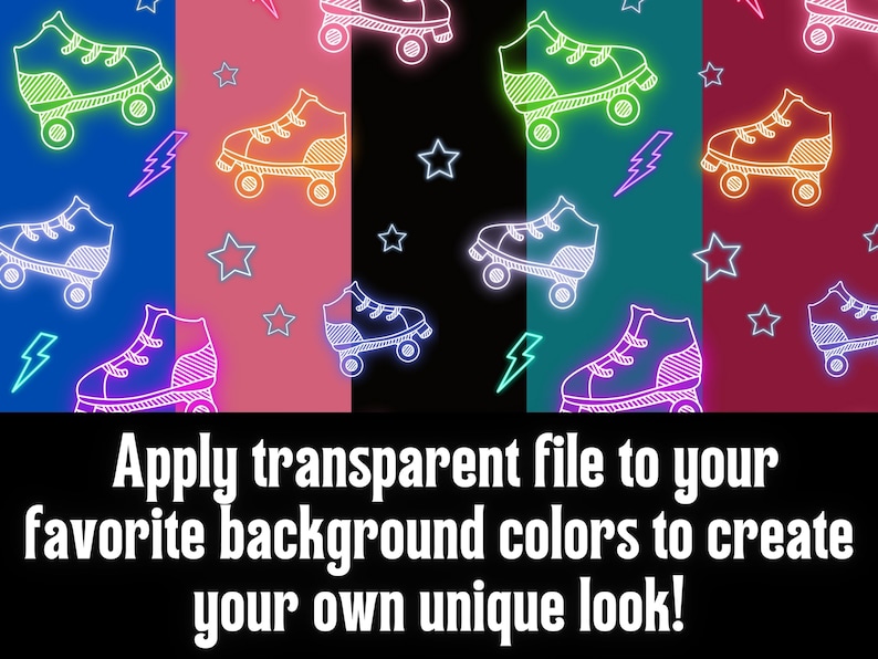 Fun 90s Neon Roller Skates Seamless Pattern PNG for Textile Print ...