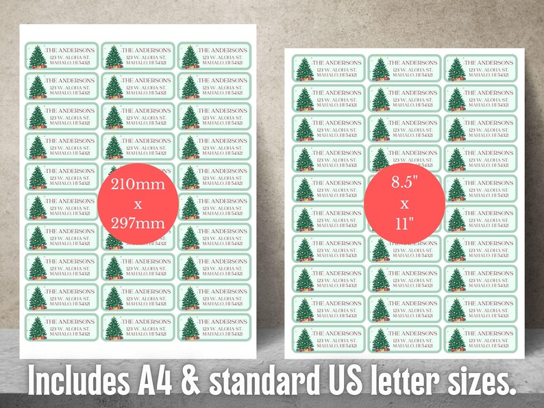 Printable Editable Christmas Address Label Template | 8.5x11 and A4 ...