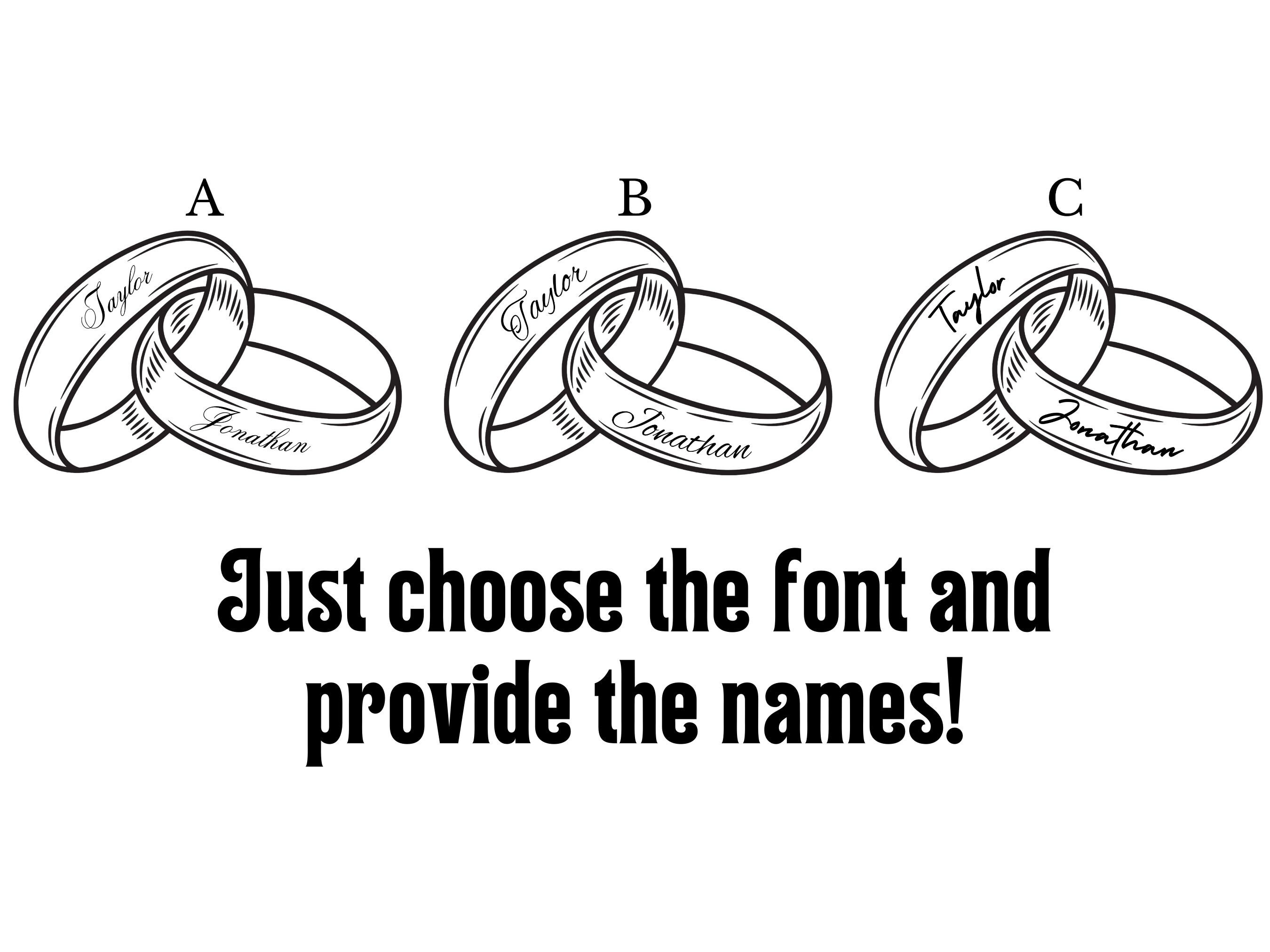Personalized Wedding Bands SVG & PNG Customized Digital Download for ...
