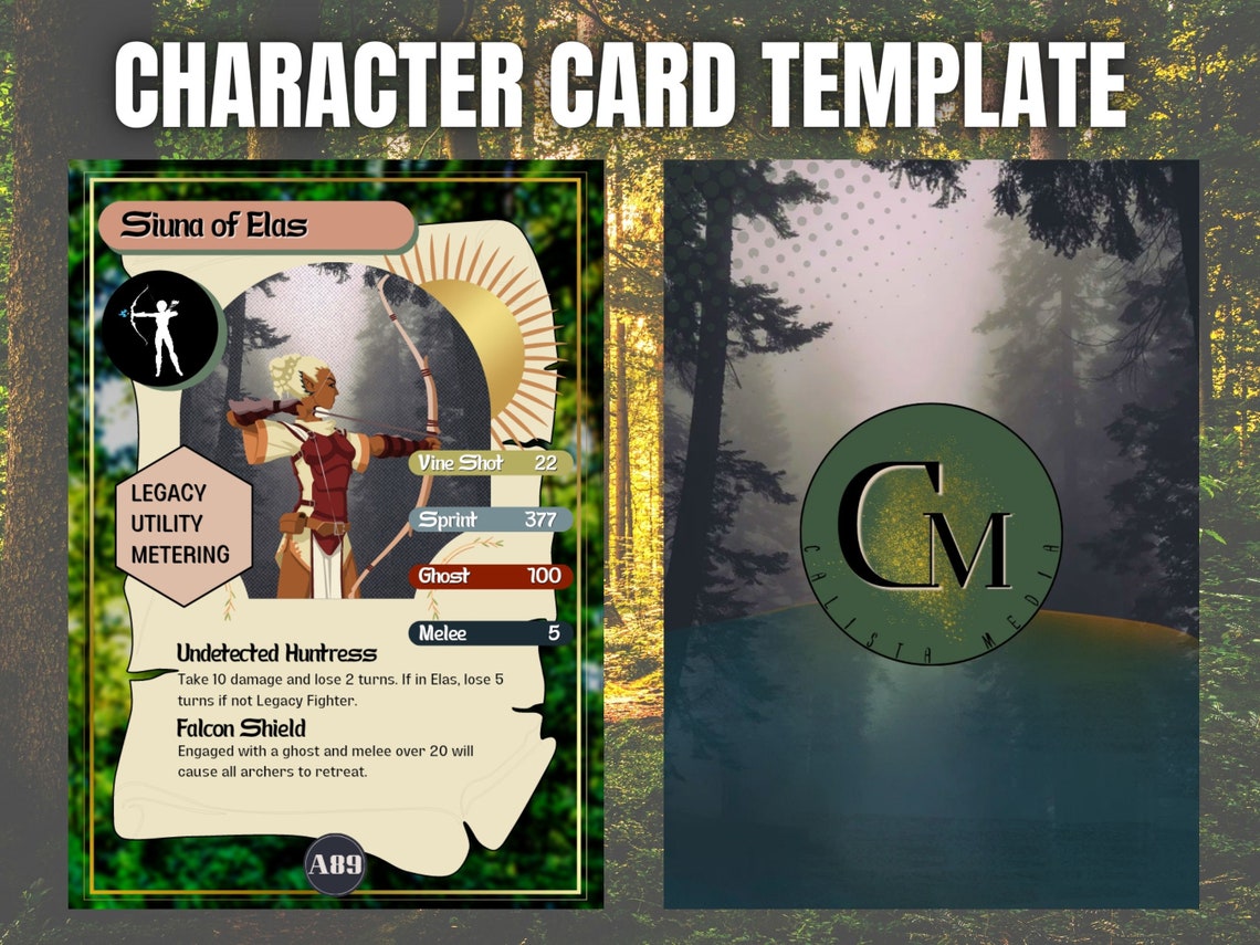 RPG Character Trading Card Game Template - Etsy