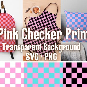 Pink Checker Print Seamless Pattern - Repeat Design - Transparent ...