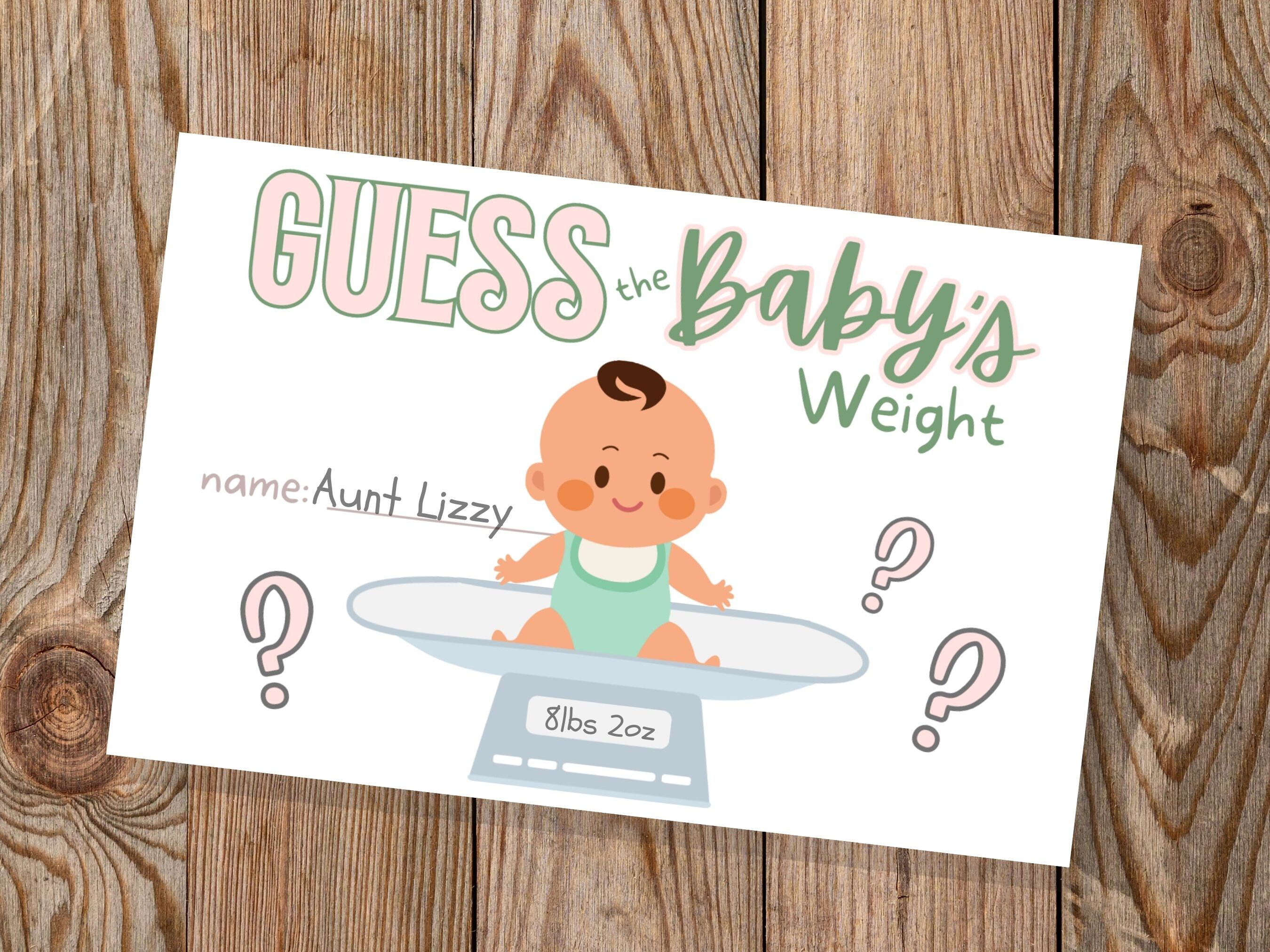Printable Baby Shower Game Guess the Baby's Weight Fun Game for Your ...