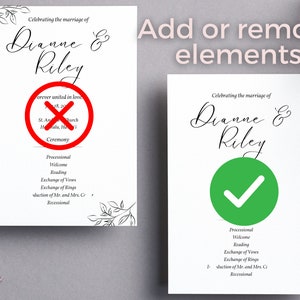 Printable Elegant Wedding Program Template | Customizable for You to ...