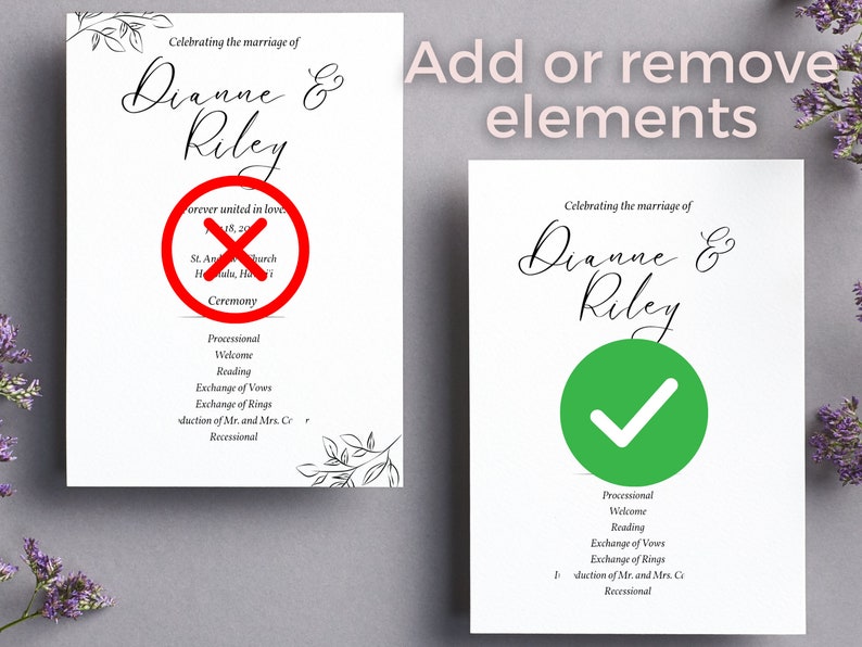 Printable Elegant Wedding Program Template Customizable for You to ...