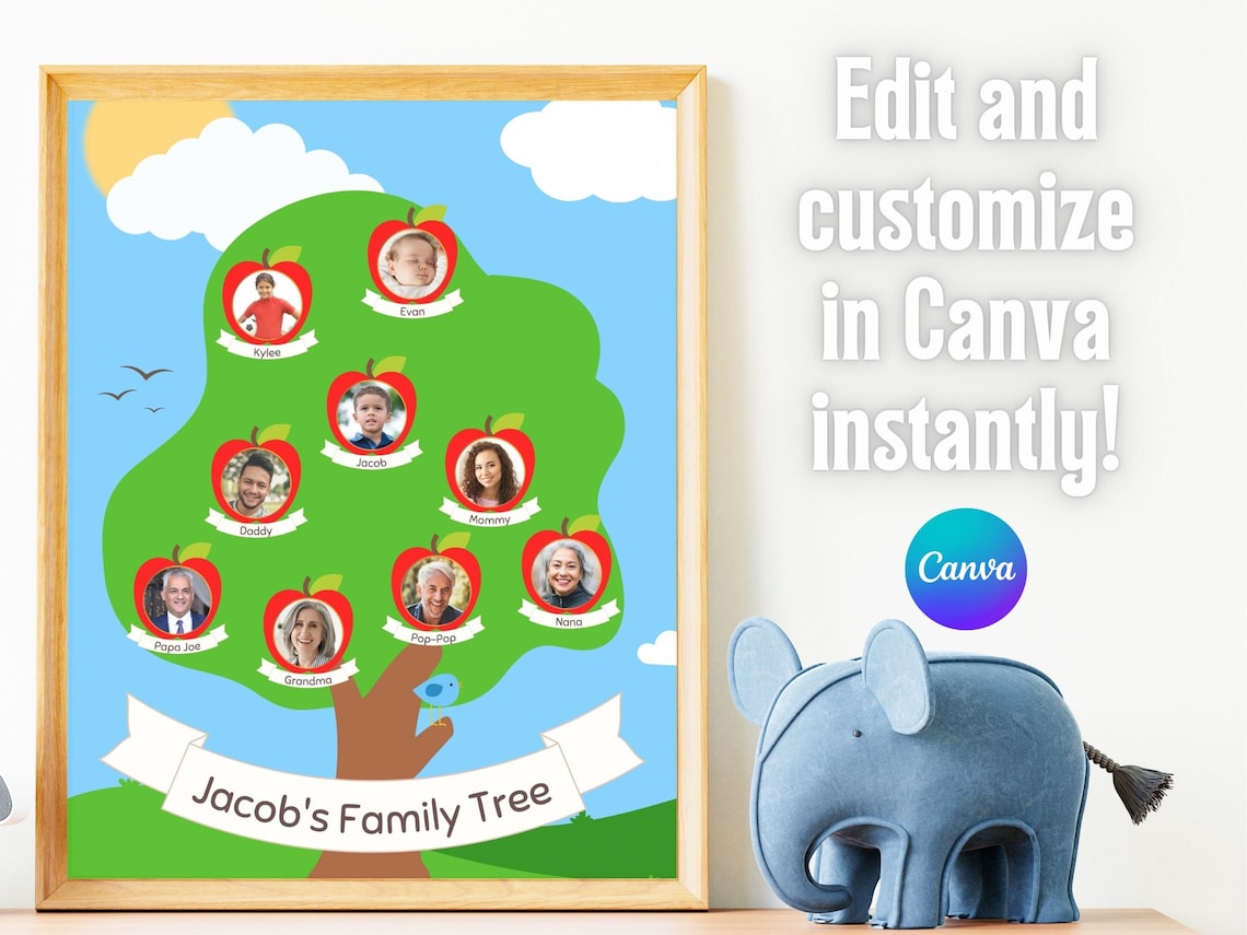 Kids' Family Apple Tree Template for Printable Children's Decor and ...