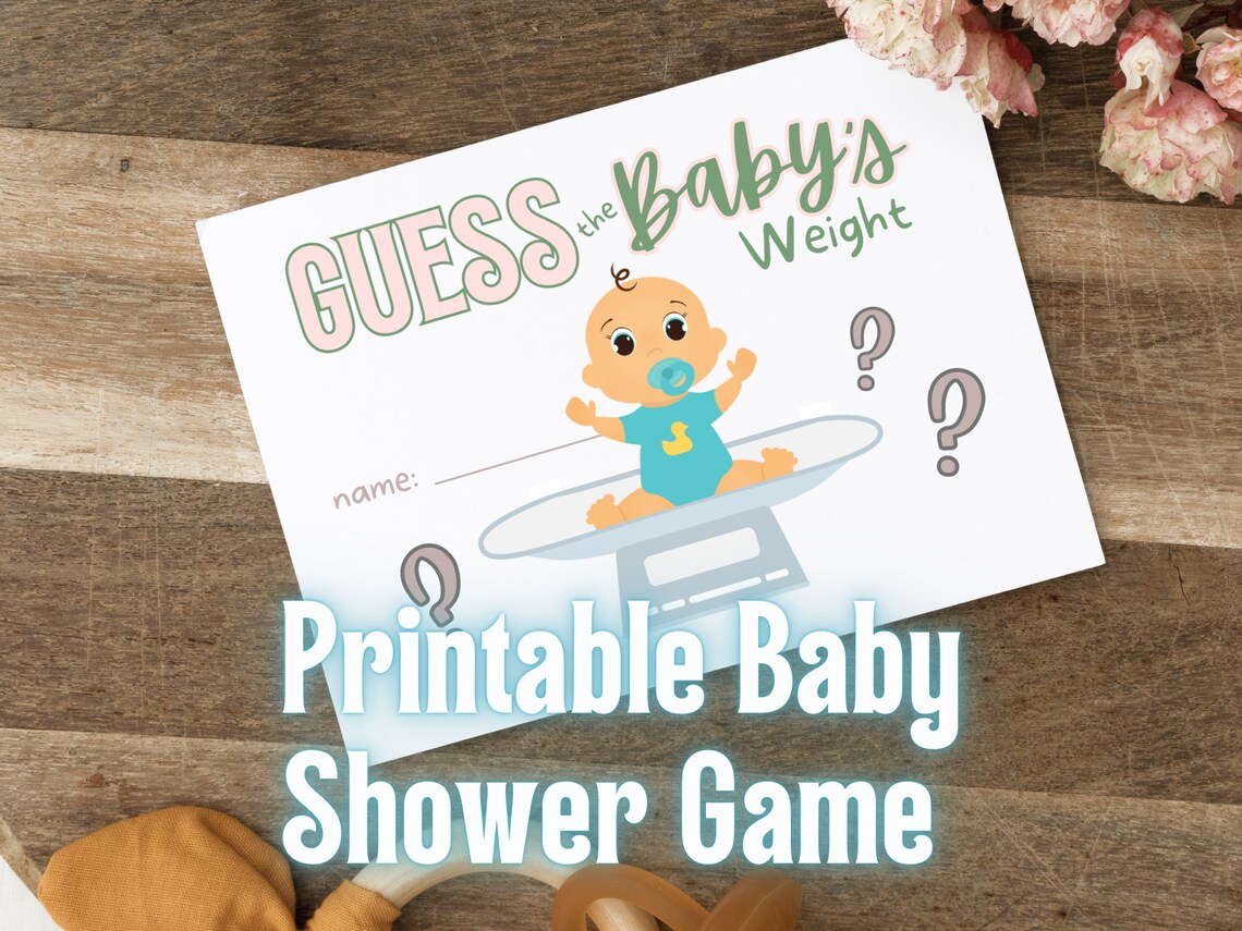 Printable Baby Shower Game - Guess the Baby's Weight - Fun Game for ...
