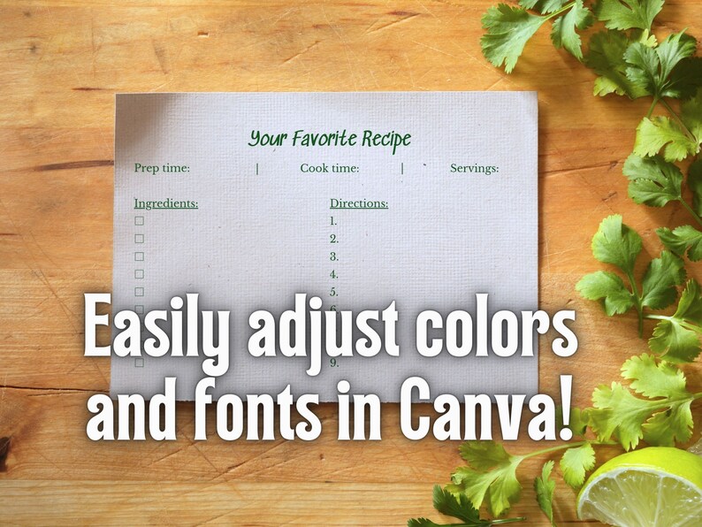 Printable 4x6 Recipe Card Canva Template - Etsy