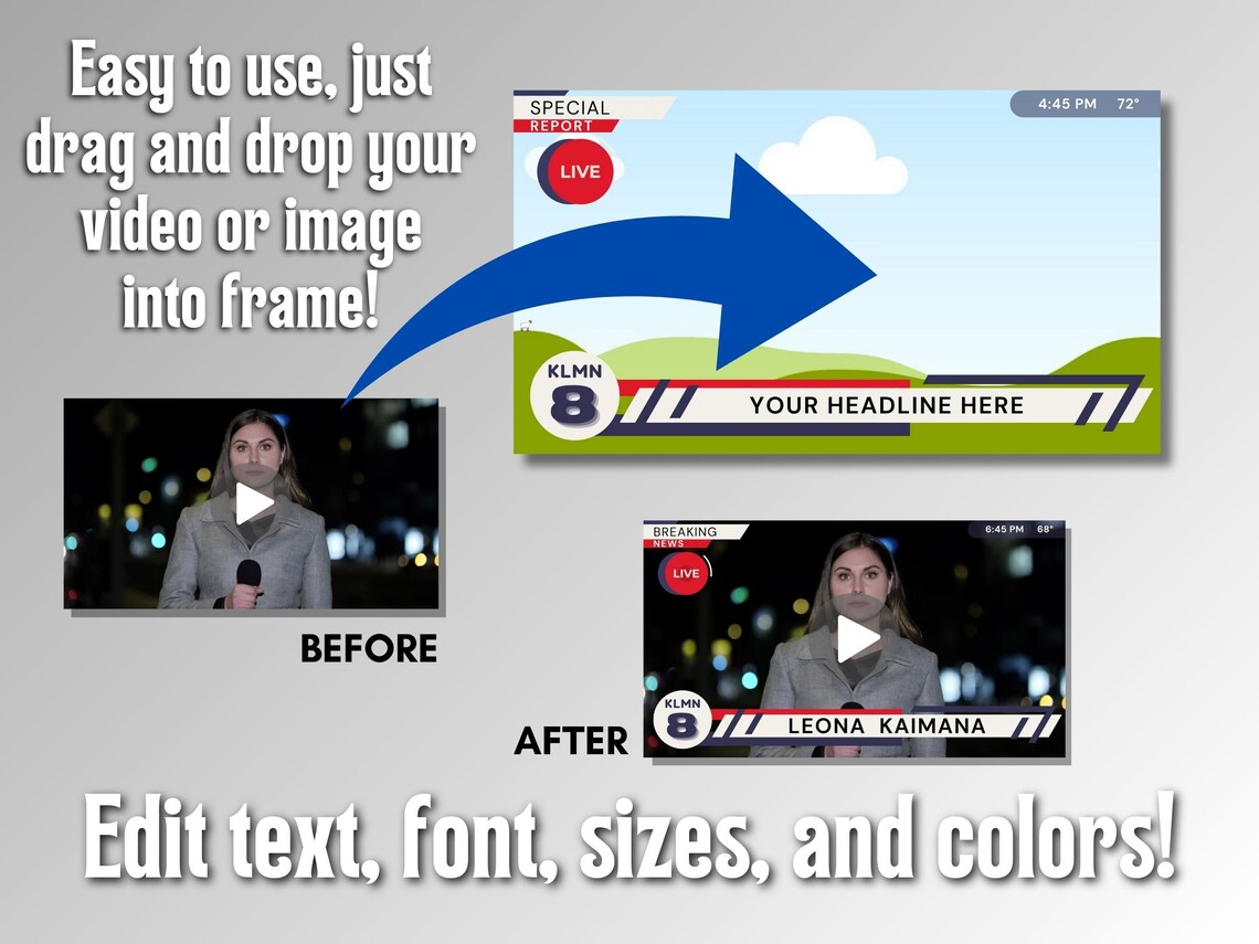 4K News Report Template for Canva, TV, School Project (digital Download ...