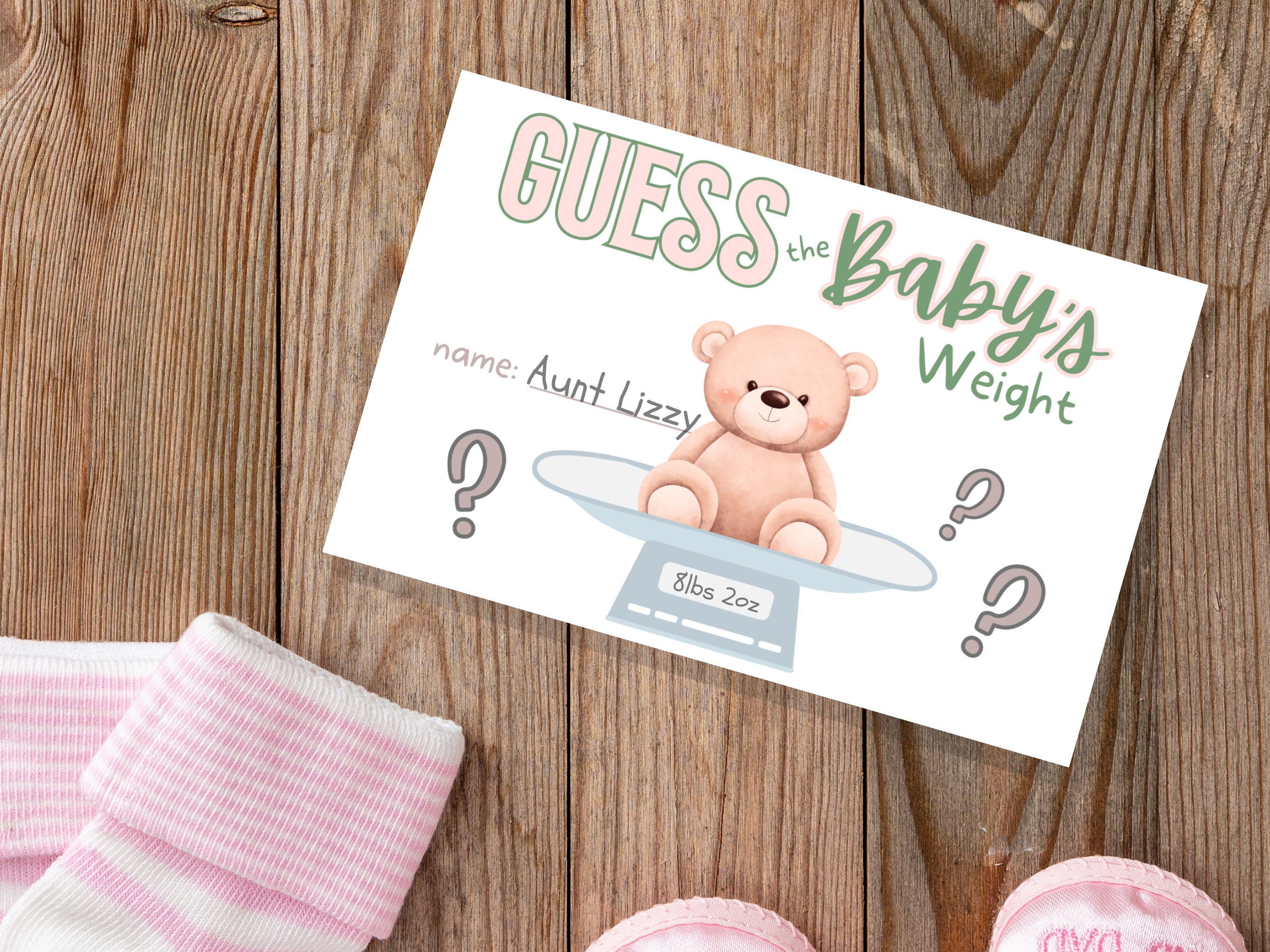 Printable Baby Shower Game - Guess the Baby's Weight - Fun Game for ...