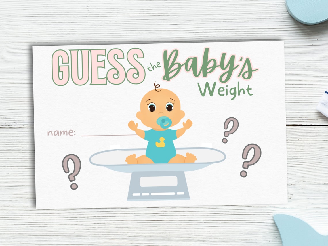 Printable Baby Shower Game - Guess the Baby's Weight - Fun Game for ...