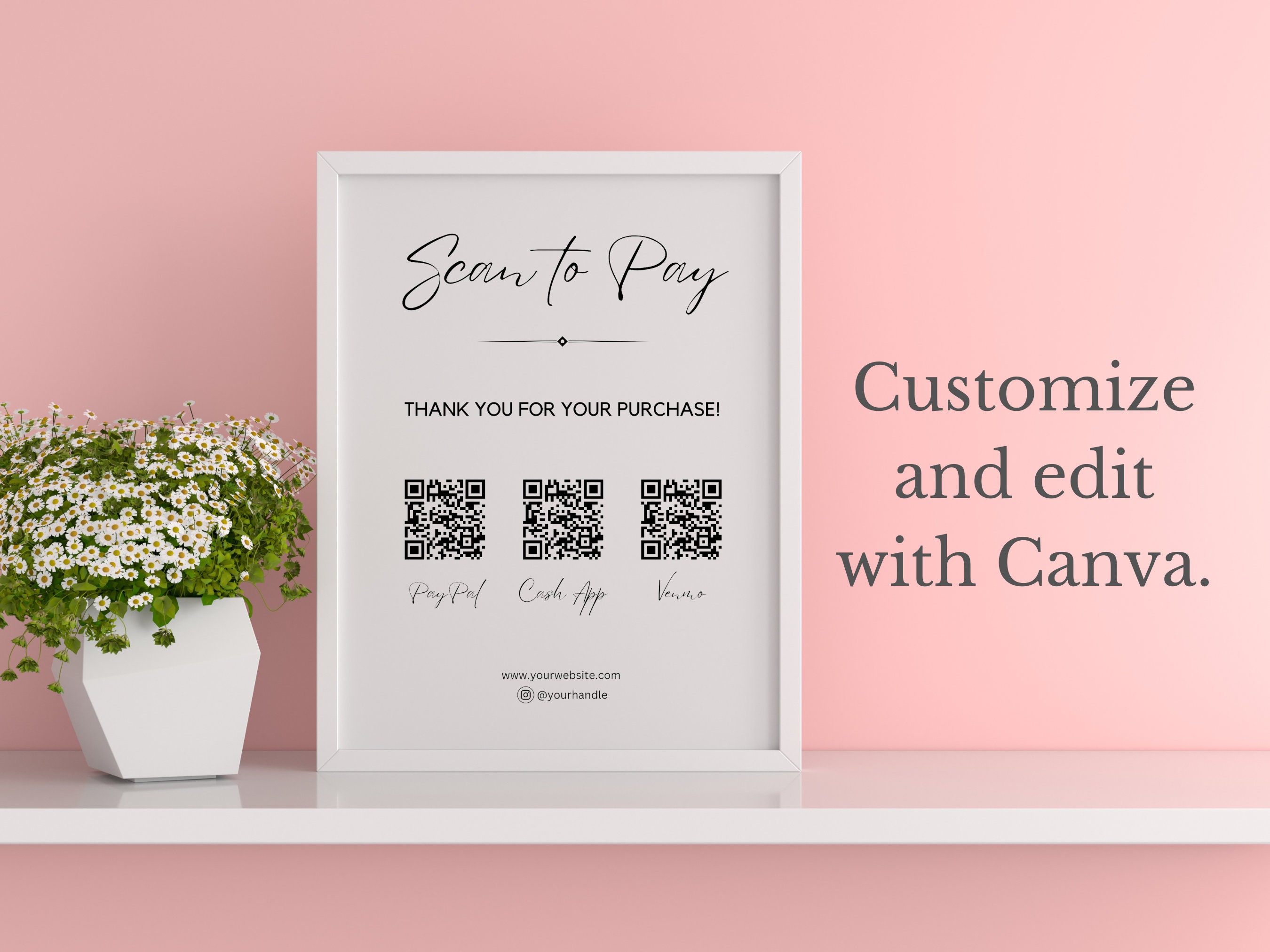 Black and White Scan to Pay Sign Template - Etsy