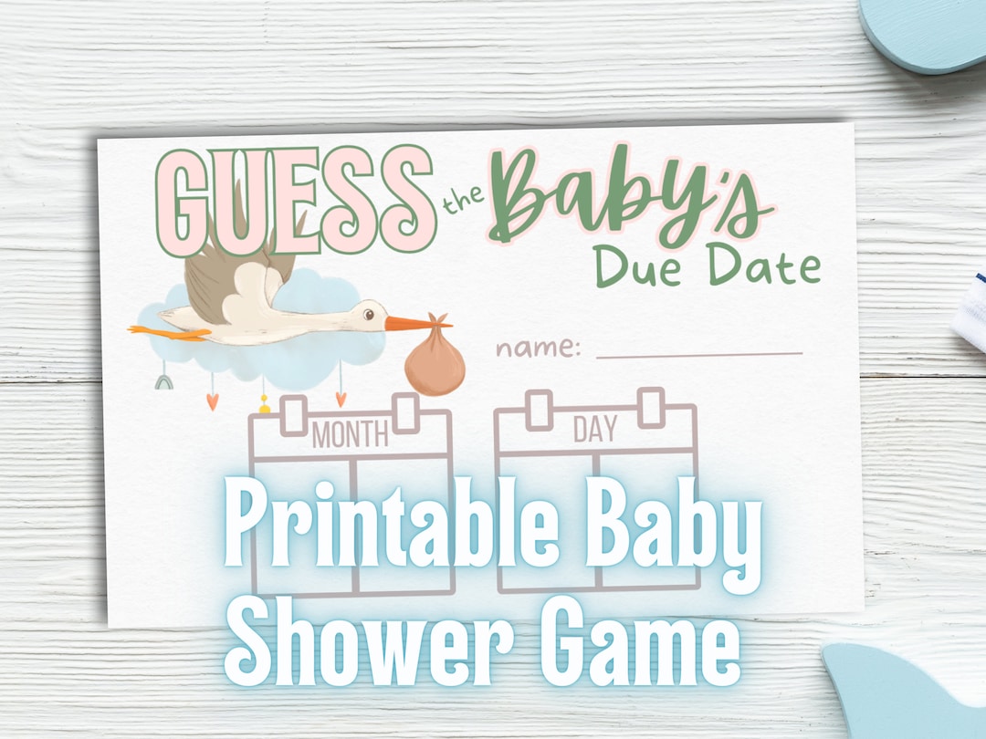 Printable Baby Shower Game - Guess the Baby's Due Date - Fun Guessing ...