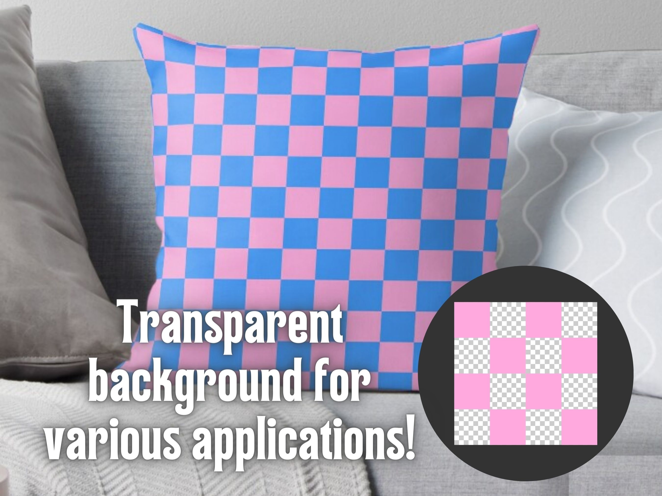 Pink Checker Print Seamless Pattern - Repeat Design - Transparent ...