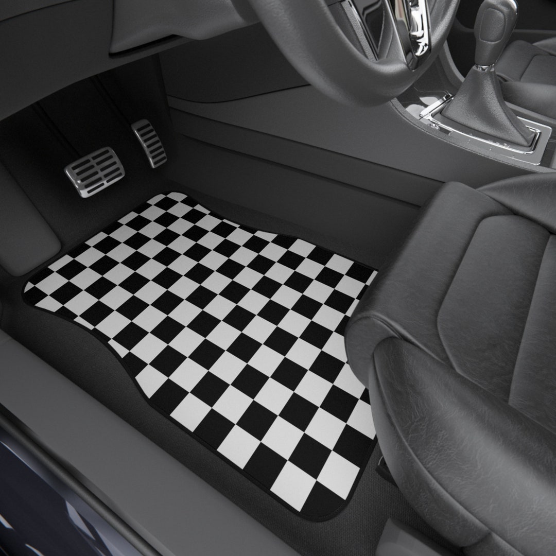 Black & White Car Mats, Checkered Car Floor Mats (2x Front) - Etsy