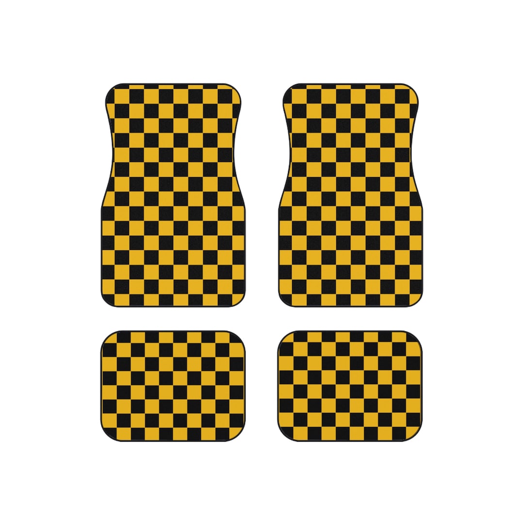 Black & Yellow Car Mats, Checkered Car Floor Mats (set of 4) - Etsy