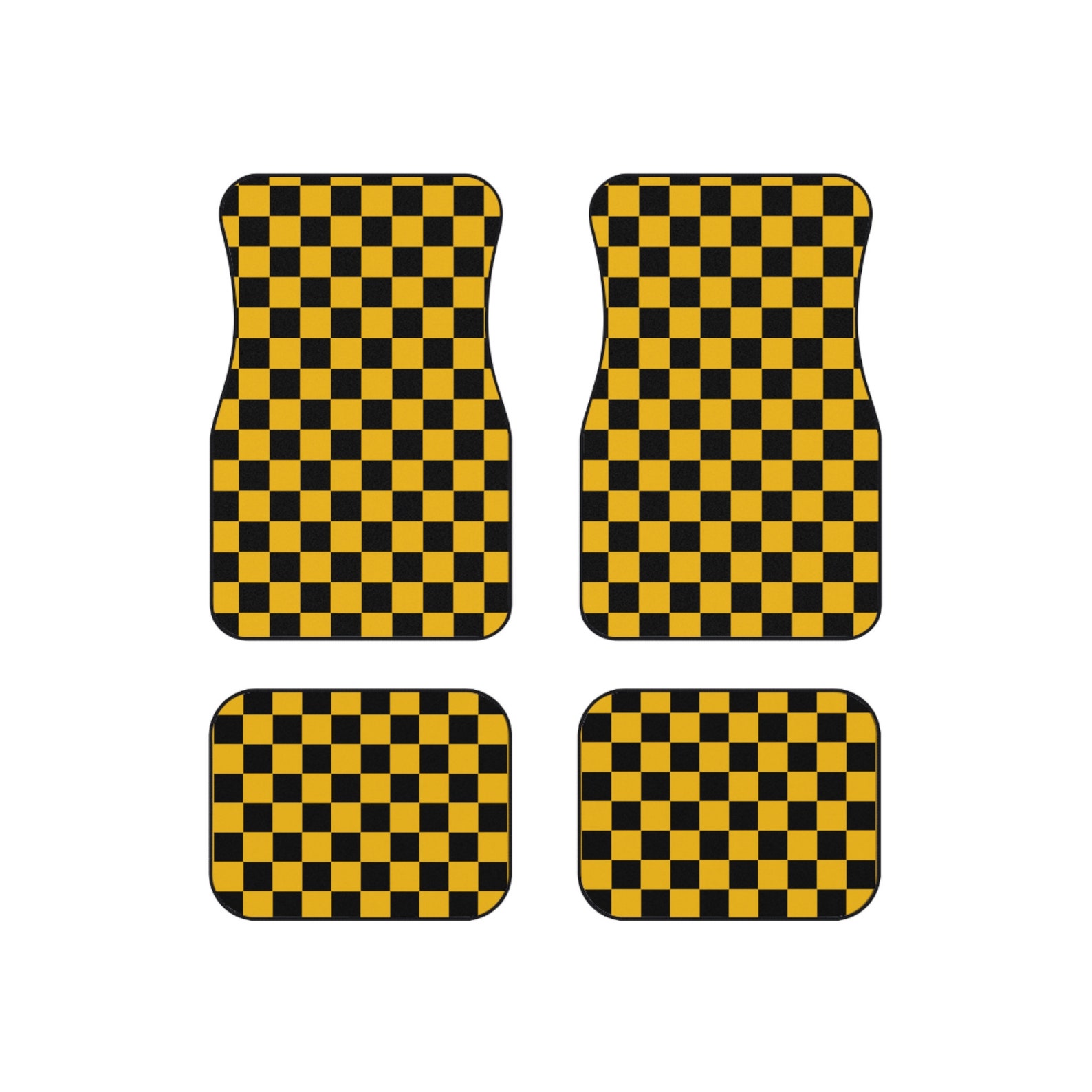 Black & Yellow Car Mats, Checkered Car Floor Mats (set of 4) - Etsy