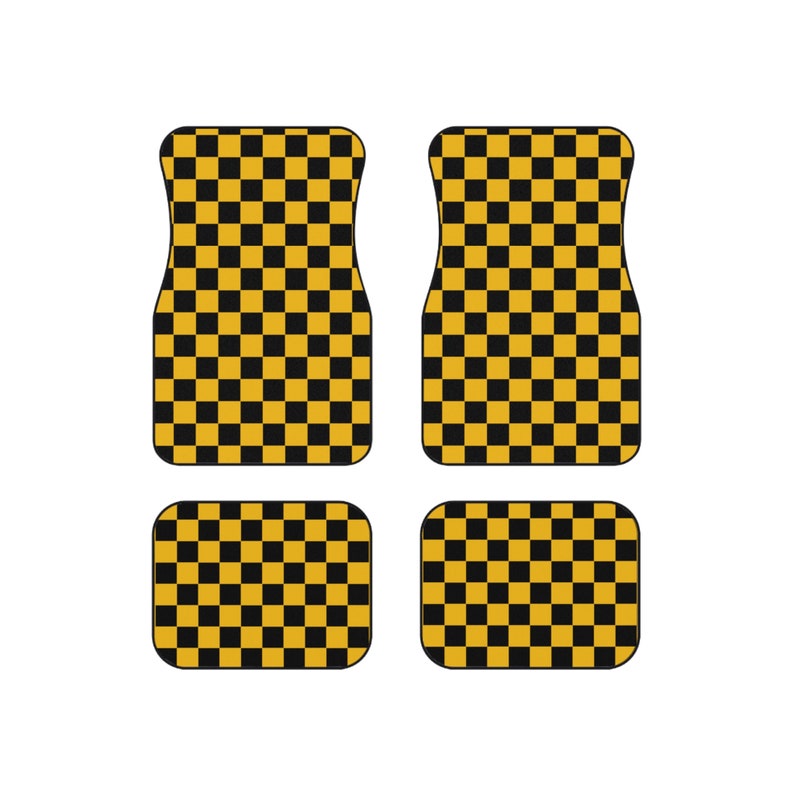 Black & Yellow Car Mats, Checkered Car Floor Mats (set of 4) - Etsy