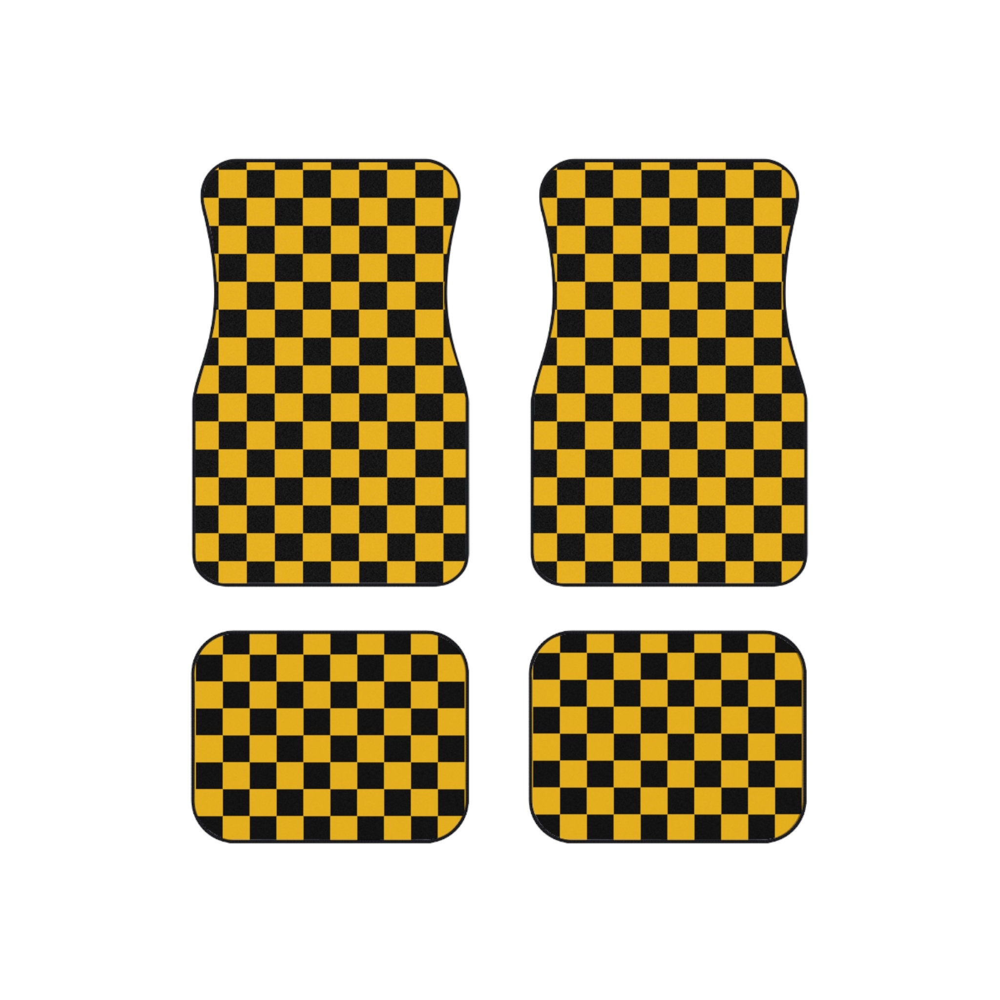 Black & Yellow Car Mats, Checkered Car Floor Mats (set of 4) - Etsy