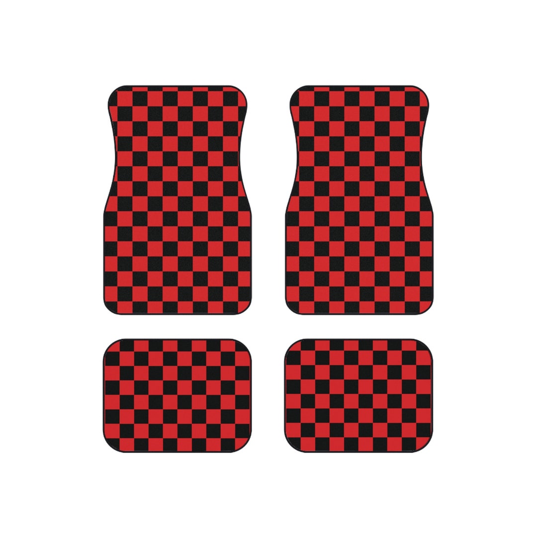 Black & Red Car Mats, Checkered Car Floor Mats (set of 4) - Etsy