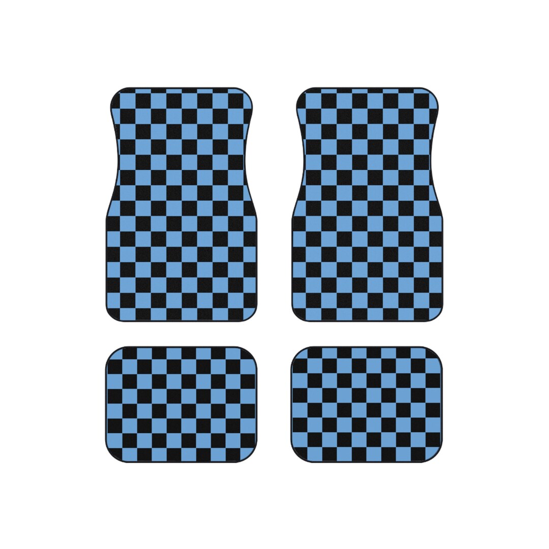 Black & Light Blue Car Mats, Checkered Car Floor Mats (set of 4) - Etsy