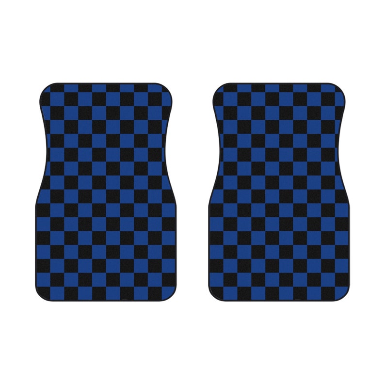 Black & Blue Car Mats, Checkered Car Floor Mats (2x Front) - Etsy