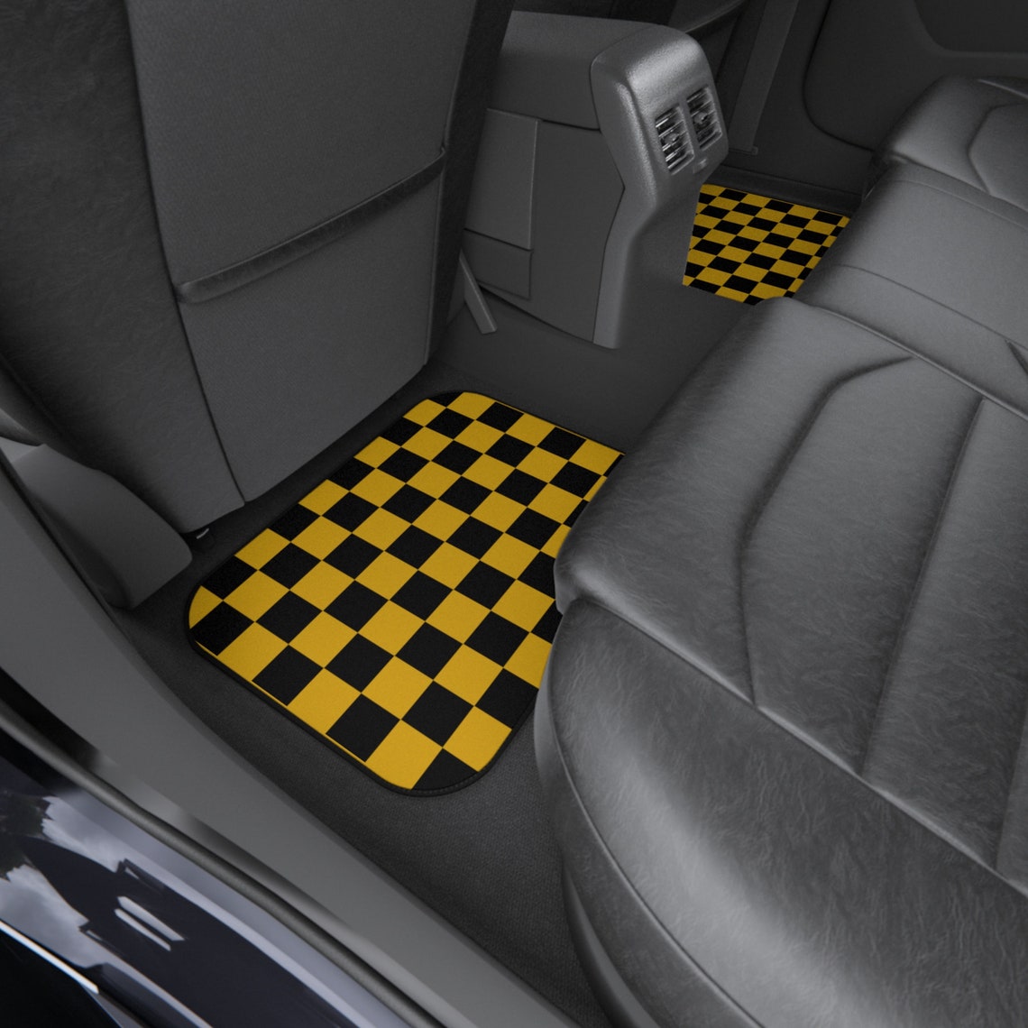 Black & Yellow Car Mats, Checkered Car Floor Mats (set of 4) - Etsy