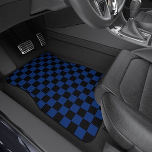 Black & Blue Car Mats, Checkered Car Floor Mats (2x Front) - Etsy