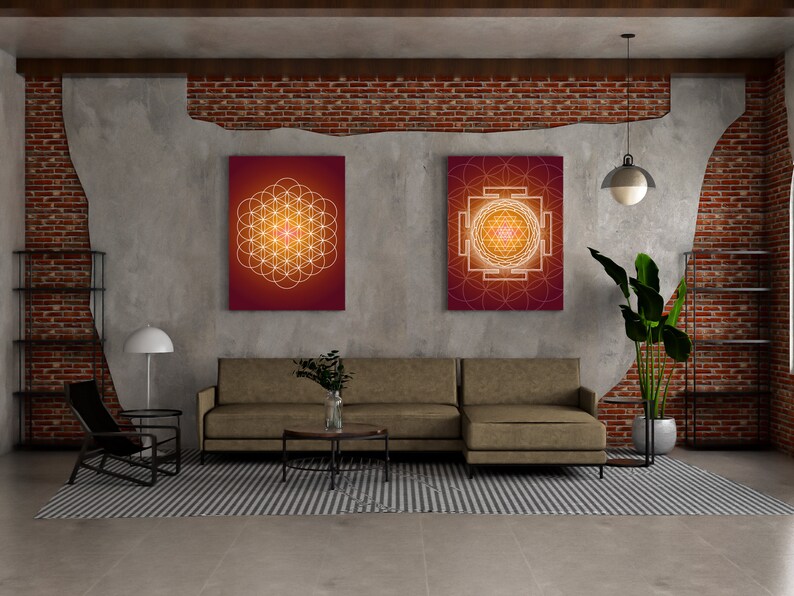 Sri Yantra Flower of Life Print | Sacred Geometry Wall Art | Sri Yantra ...