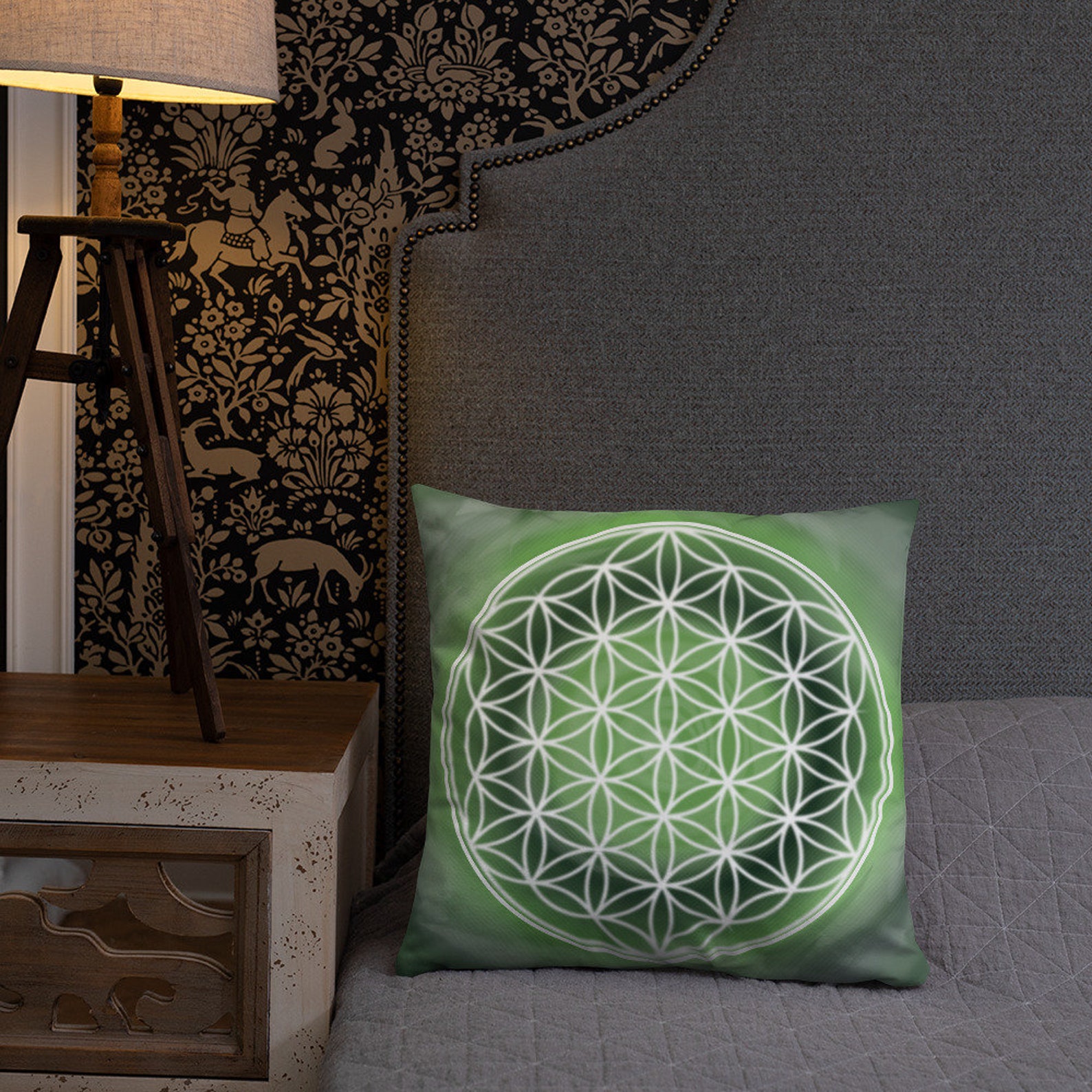 Flower of Life Pillow 18x18, 22x22 Decorative Pillow Magical Flower of ...