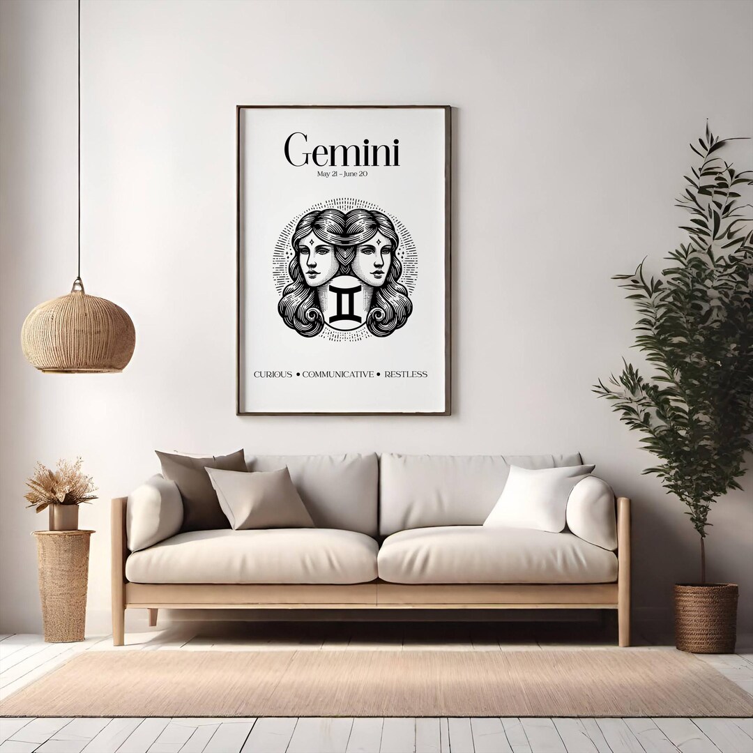 Gemini Zodiac Sign Wall Art | Digital Download Poster | Astrology Print ...