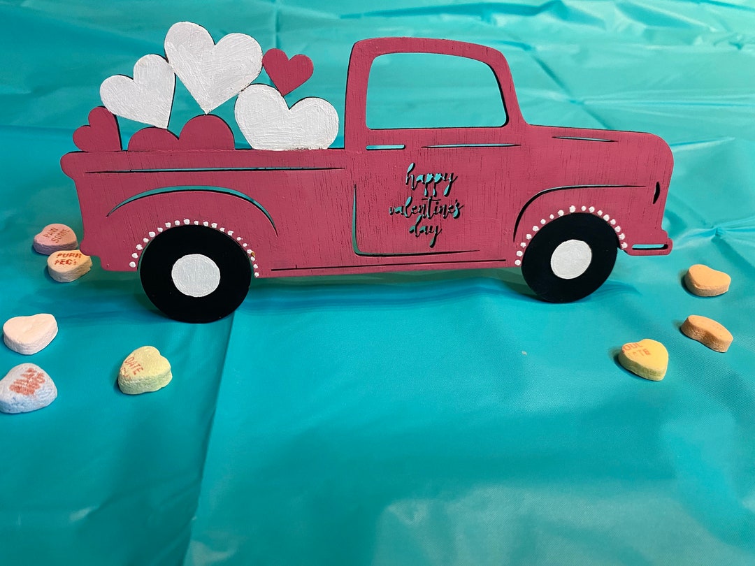 Happy Valentines Day Truck, Valentine's Day, Valentine Decor, Truck ...