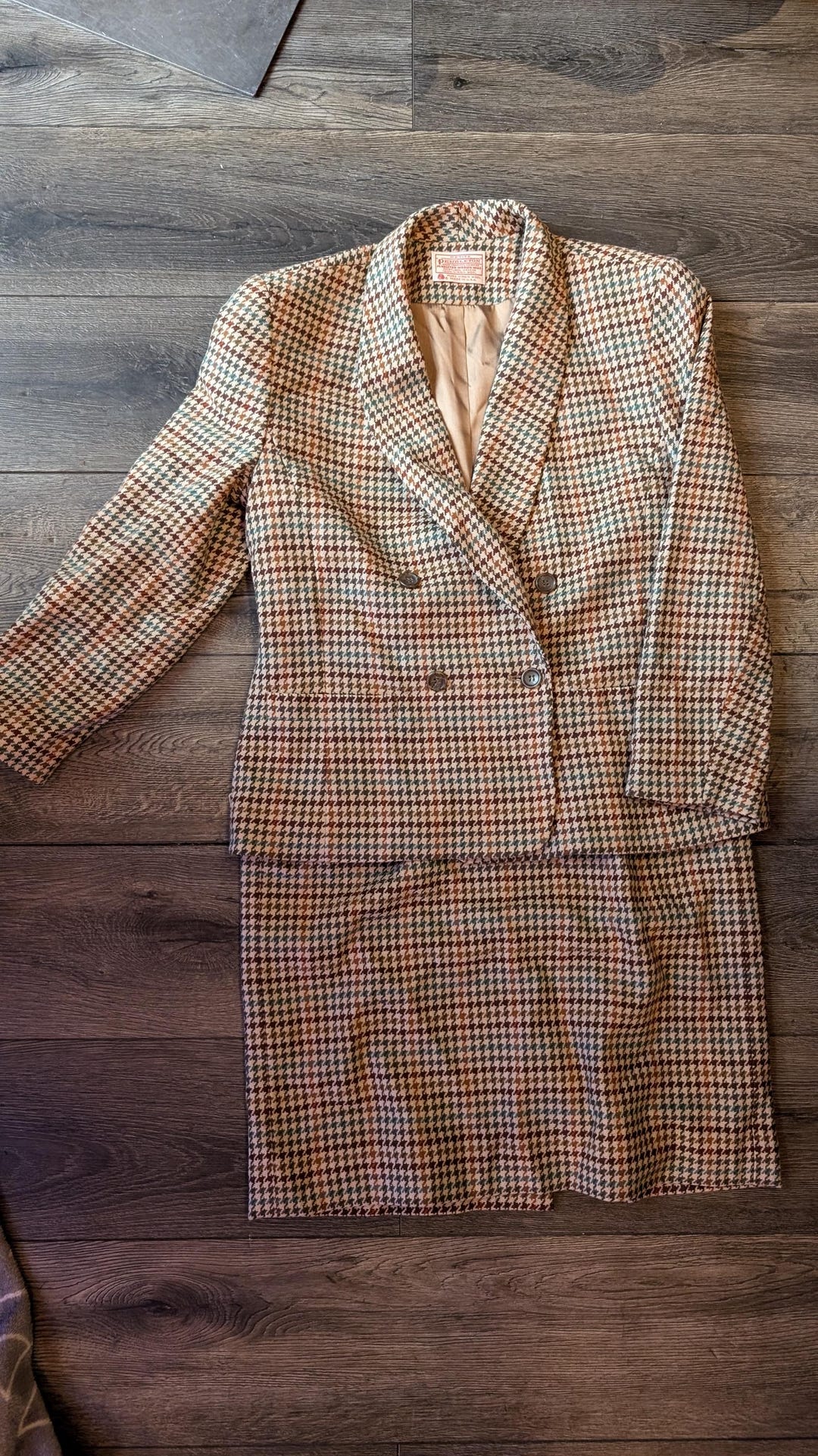 1980s Pendleton Wool Rainbow Herringbone 2 Piece Suit Dress jacket and ...