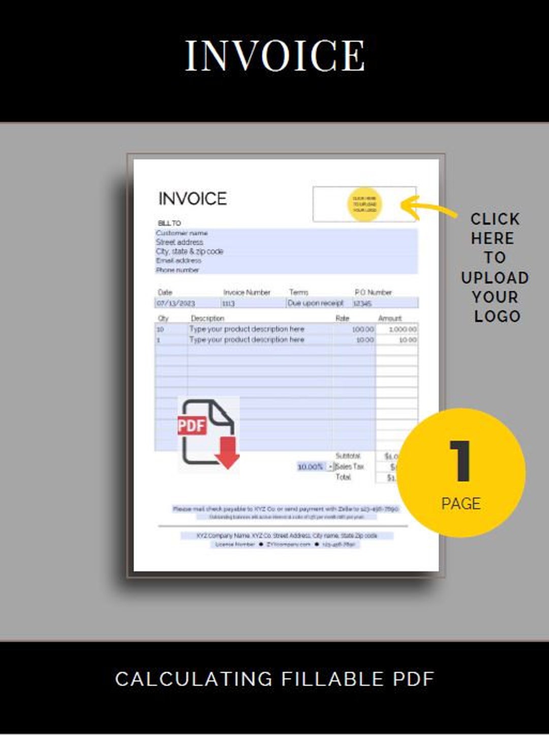 Invoice, Upload Logo, Calculating, Invoice Form, Business Invoice ...