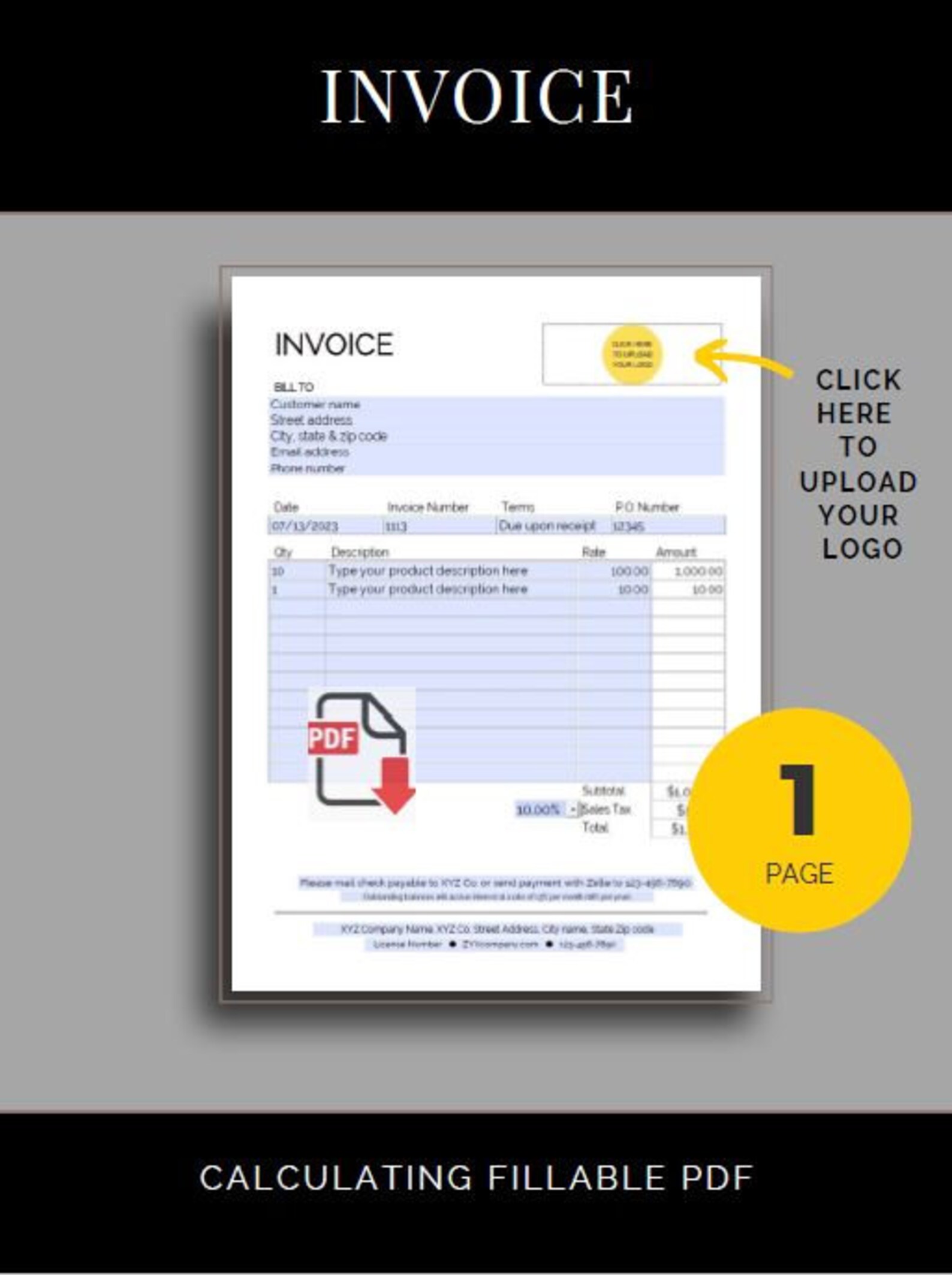 Invoice, Upload Logo, Calculating, Invoice Form, Business Invoice ...