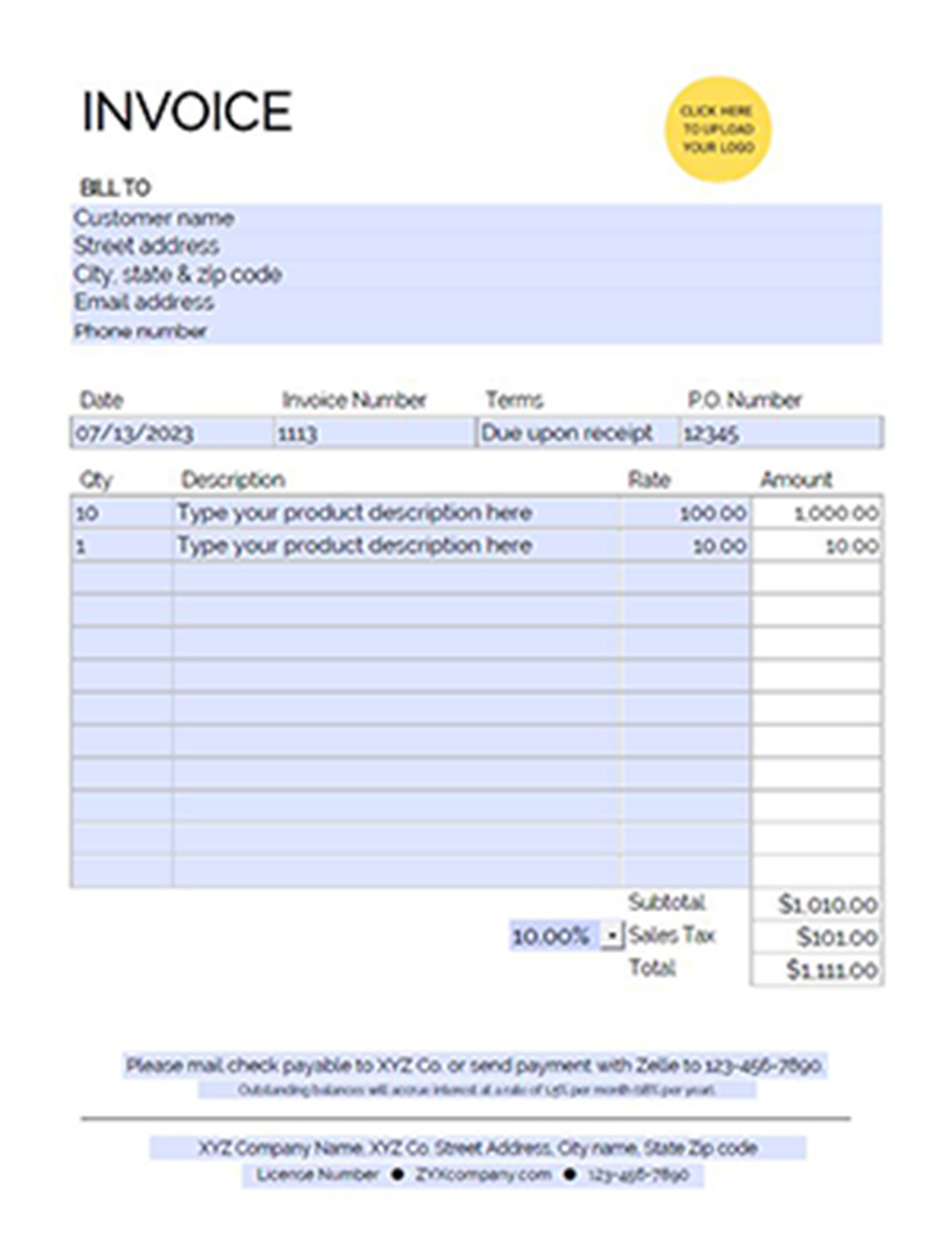 Invoice, Upload Logo, Calculating, Invoice Form, Business Invoice ...