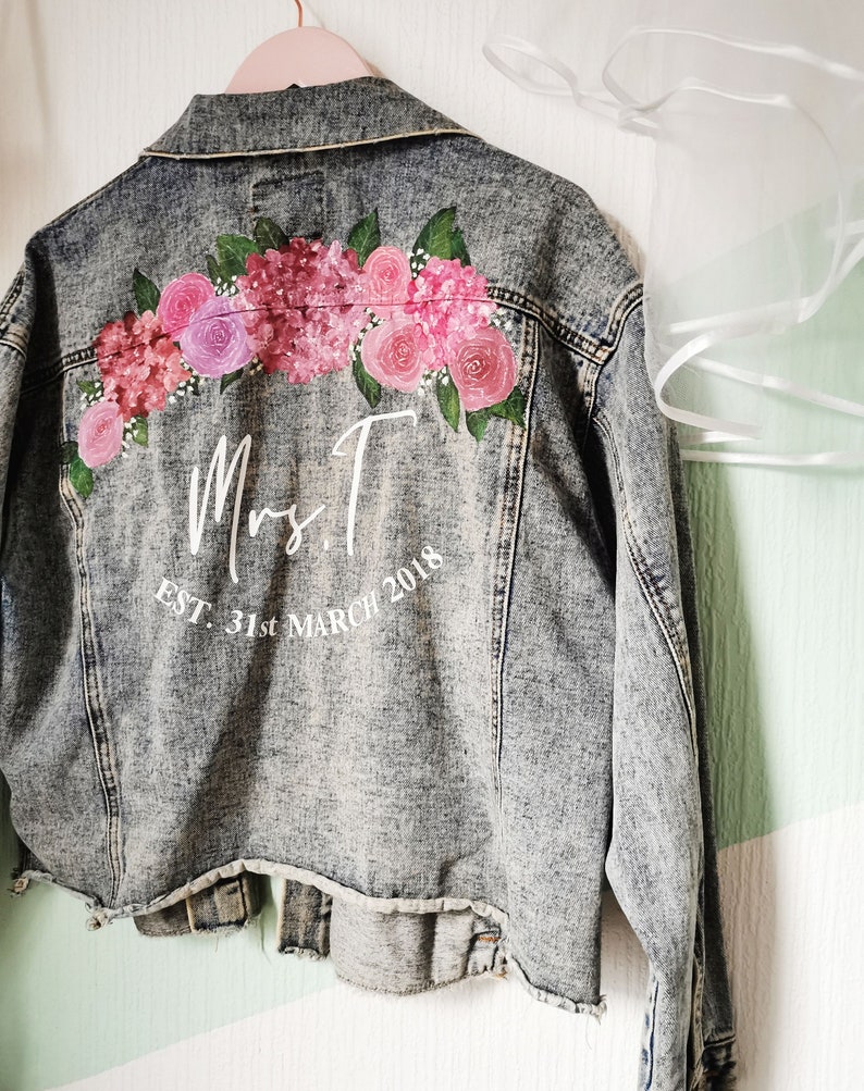 Hand Painted, Personalised, Bride Wedding Denim Jacket - Etsy