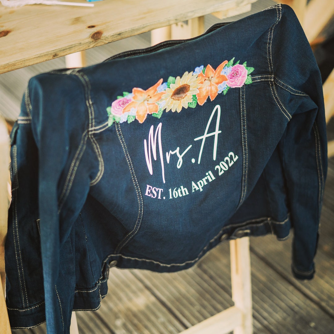 Hand Painted, Personalised, Bride Wedding Denim Jacket - Etsy