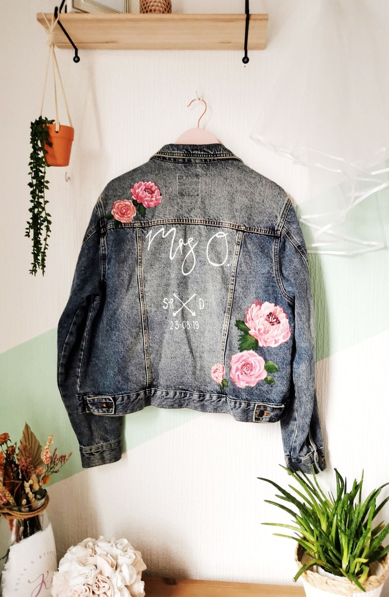 Hand Painted, Personalised, Bride Wedding Denim Jacket - Etsy