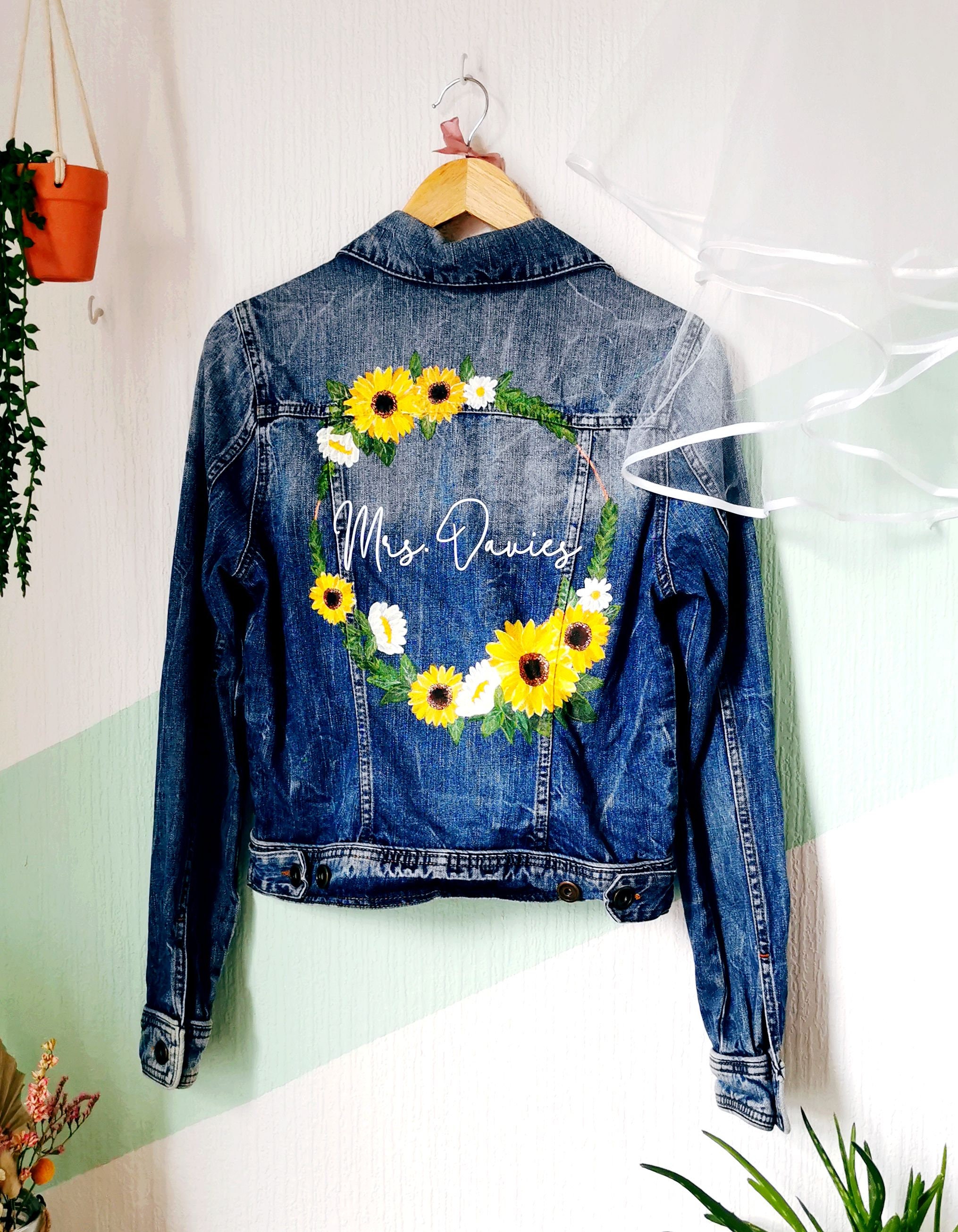 Hand Painted, Personalised, Bride Wedding Denim Jacket - Etsy