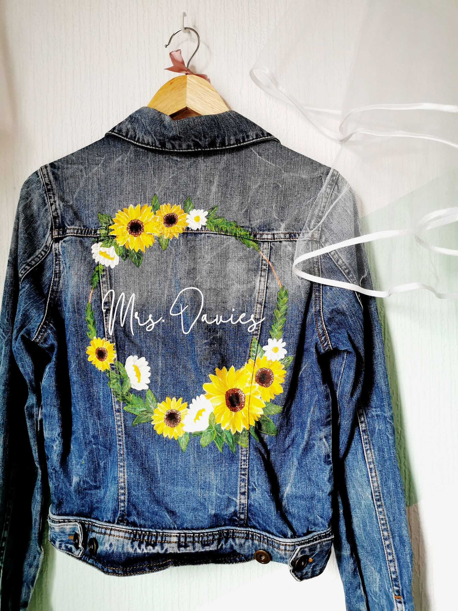 Hand Painted, Personalised, Bride Wedding Denim Jacket - Etsy