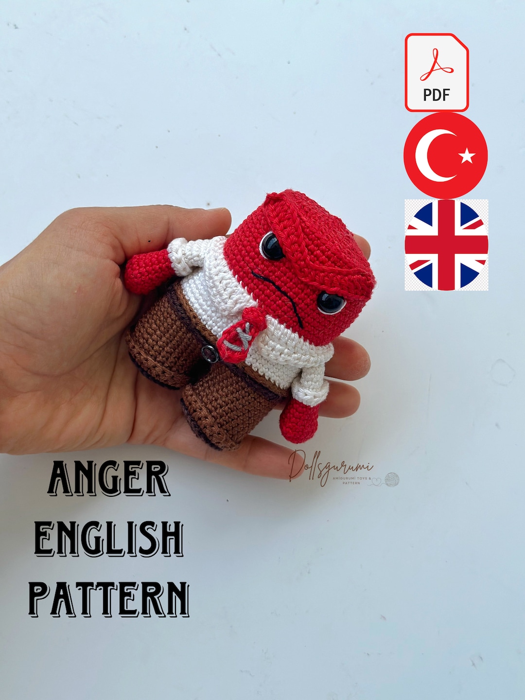 Amigurumi Pattern Anger Doll Crochet Gifts Plush Printable PDF Tutorial ...